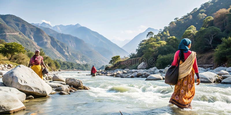 Ganges River Source Trek India Stock Illustration - Illustration of ...