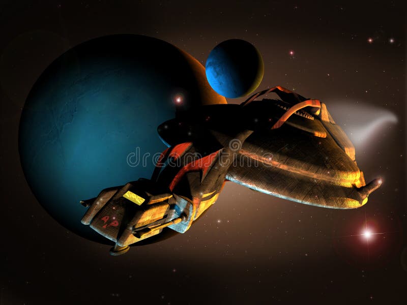 Spaceship Near Helix Nebula Stock Illustration - Illustration of ...