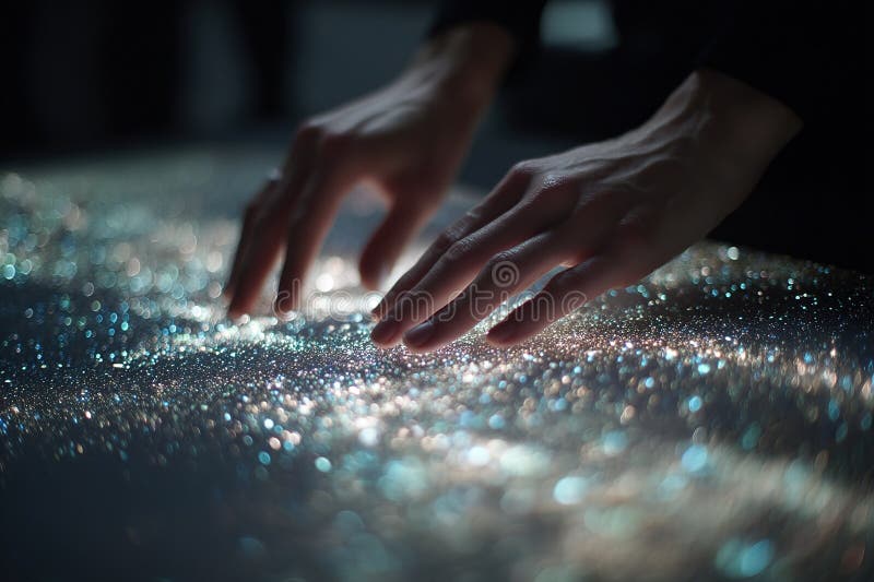 Exploring a Sparkly Surface with Hands in an Artistic Space during an ...