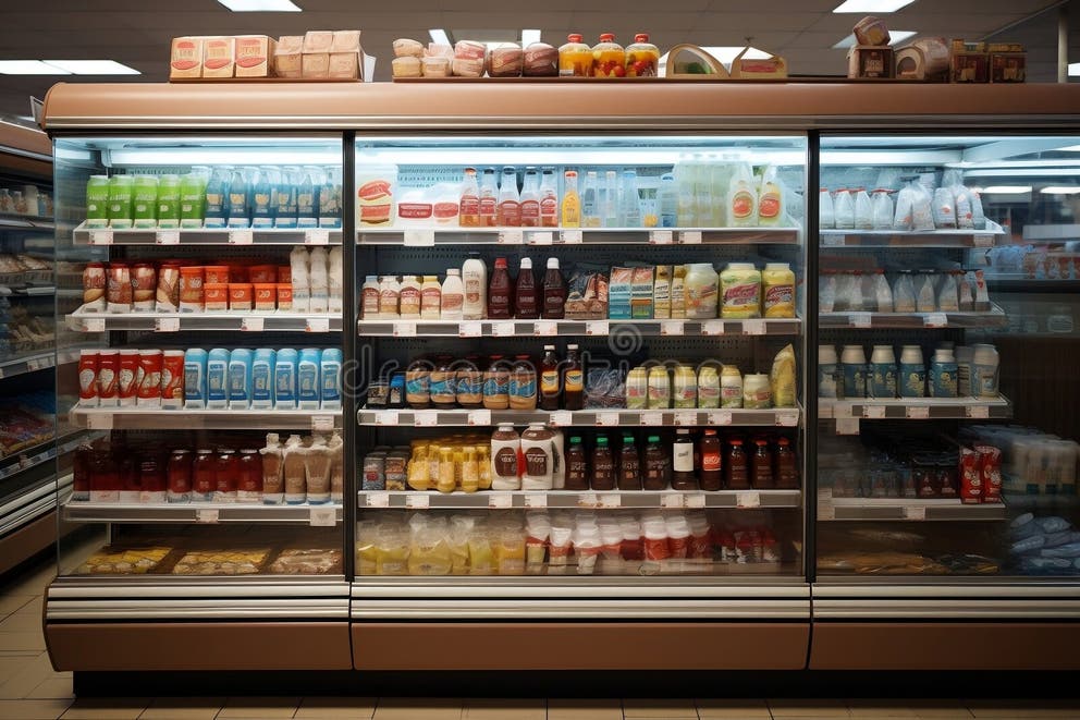 Exploring Supermarket S Cold Section Variety. AI Stock Illustration ...