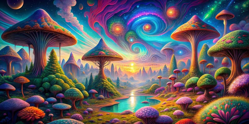 Exploring Surreal Psychedelic Landscapes a Trippy DMT LSD and ...