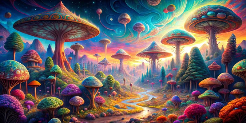 Exploring Surreal Psychedelic Landscapes a Trippy DMT LSD and ...
