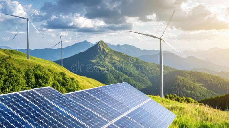 Exploring Sustainable Energy Solutions through Solar Panels on Majestic Mountain Landscapes ...