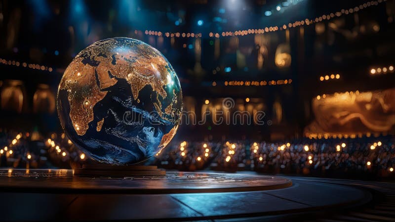 Exploring a Sustainable Future: a Globe on Stage Representing Carbon ...