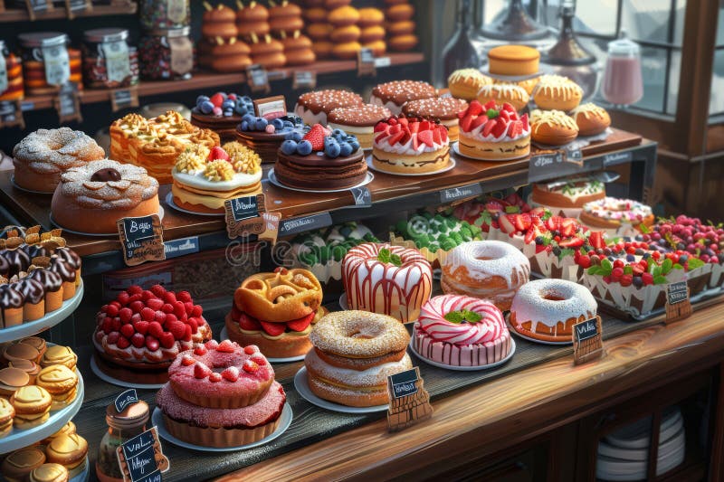 Exploring the Sweet Fresh Delights of a Bakery Shop Stock Illustration ...