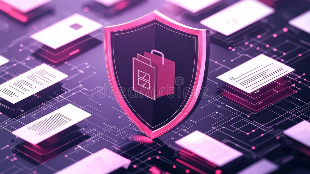 Exploring the Symbolism of a Shield on a Computer Circuit Representing ...