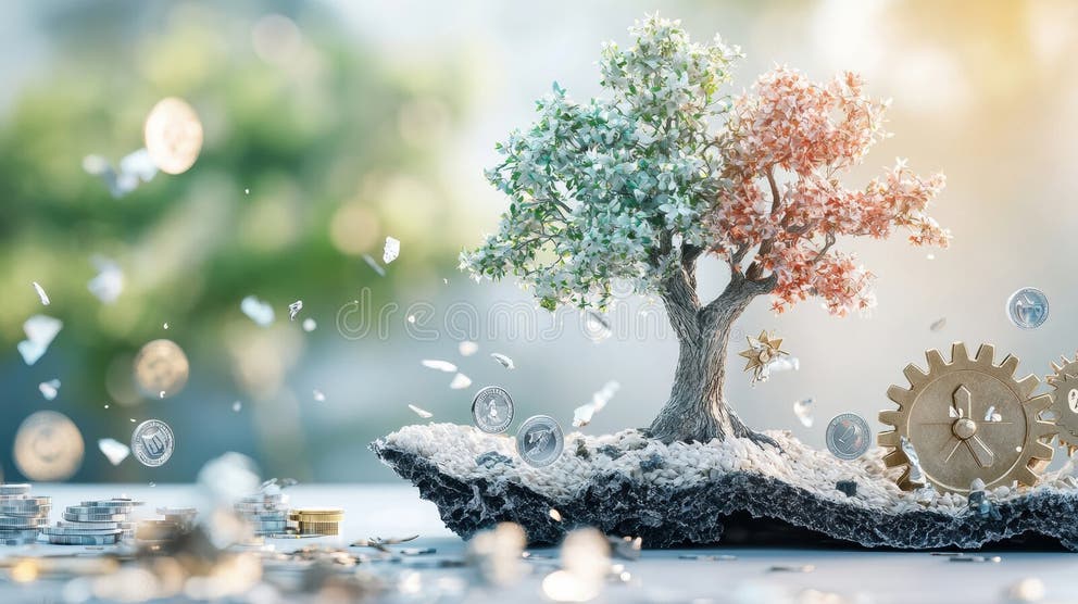 Exploring the Symbolism of a Tree with Gears and Clock Representing ...