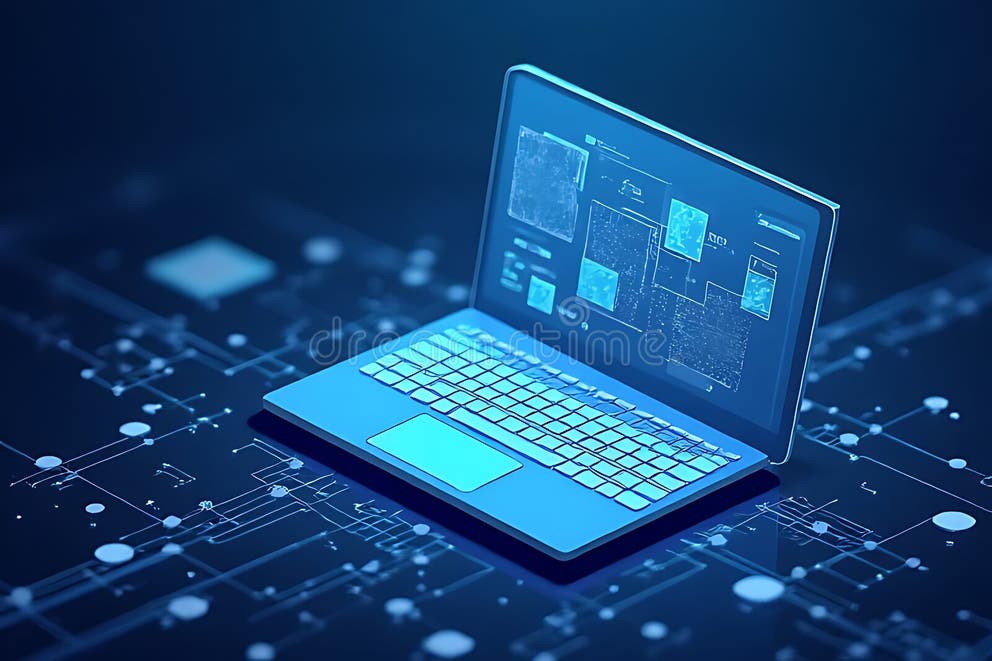 Exploring Technology Innovations Laptop Displaying Data Analysis ...