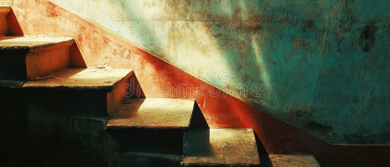 Exploring Textures of Light and Shadow on Colorful Stairs in ...