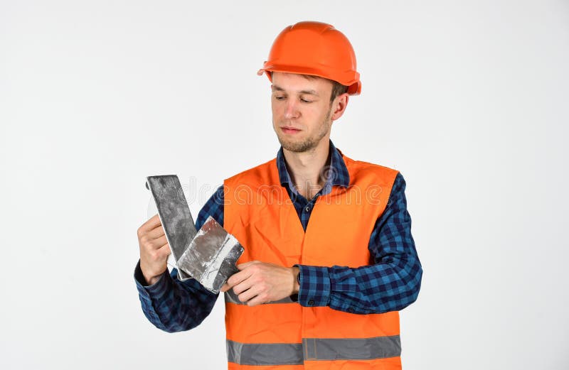 Exploring Tools. Building Tool Repair Equipment. Young Worker is ...