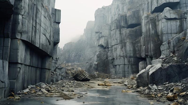 Exploring the Treacherous Quarry with Sharp Boulders and Rocks Stock ...
