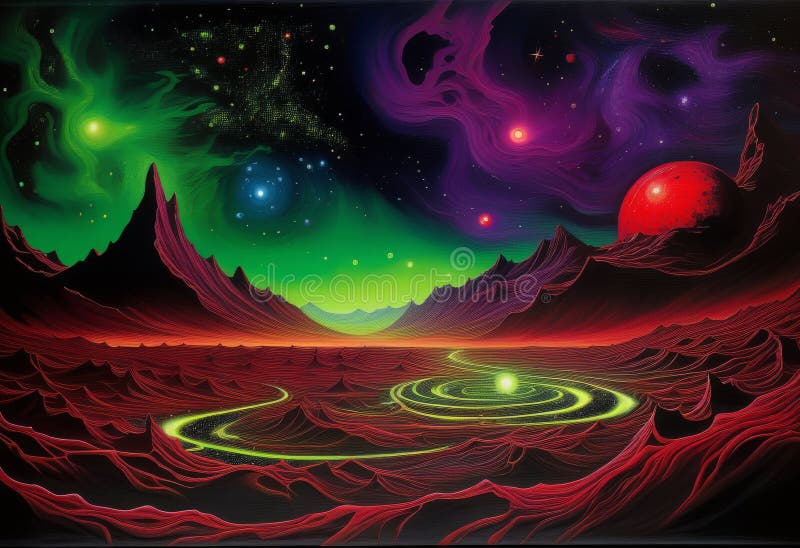 Exploring the Twisted Cosmos in Acrylic Stock Illustration ...