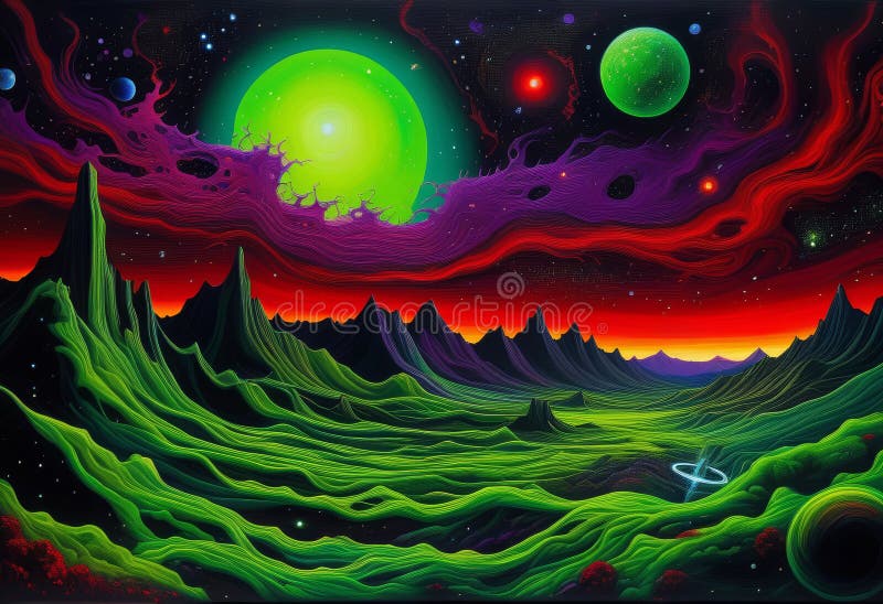 Exploring the Twisted Cosmos in Acrylic Stock Illustration ...