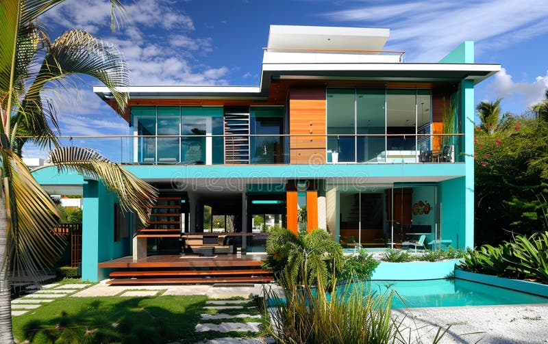 Exploring a Two-Floor Modern House -Generative Ai Stock Photo - Image ...