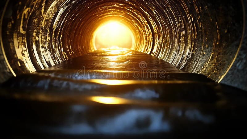 Exploring the Underground Tunnel with Sunlight Shining through at Dusk ...