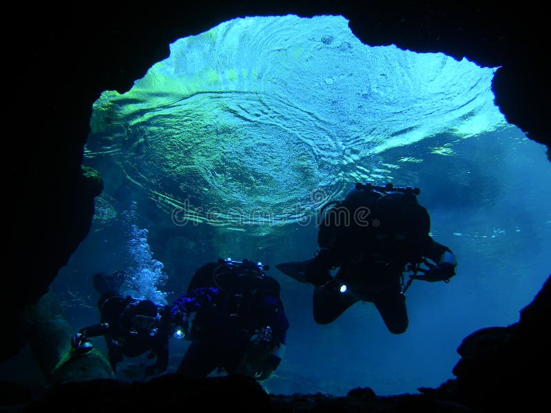 Exploring Underwater Caves - 5 Stock Image - Image of daring, exploring ...