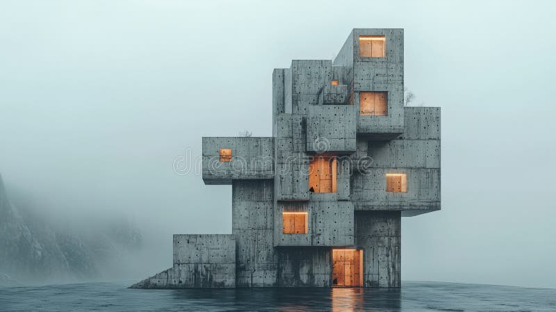 Exploring the Unique Aesthetic of Concrete Block Structures in Water ...