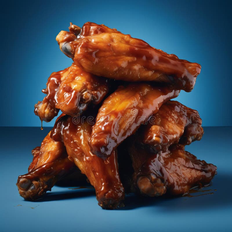 Exploring Unique Combinations: Chicken Wings on Blue Background Stock ...