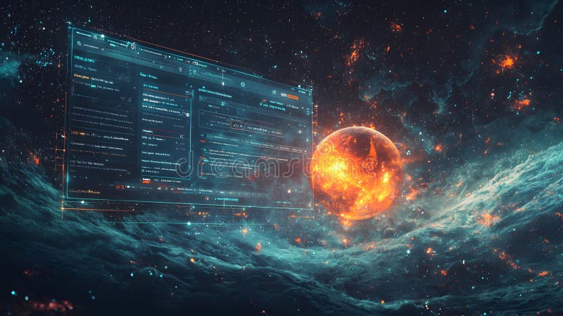Exploring the Universe: a Futuristic 3D Browser Window Amidst Stock ...