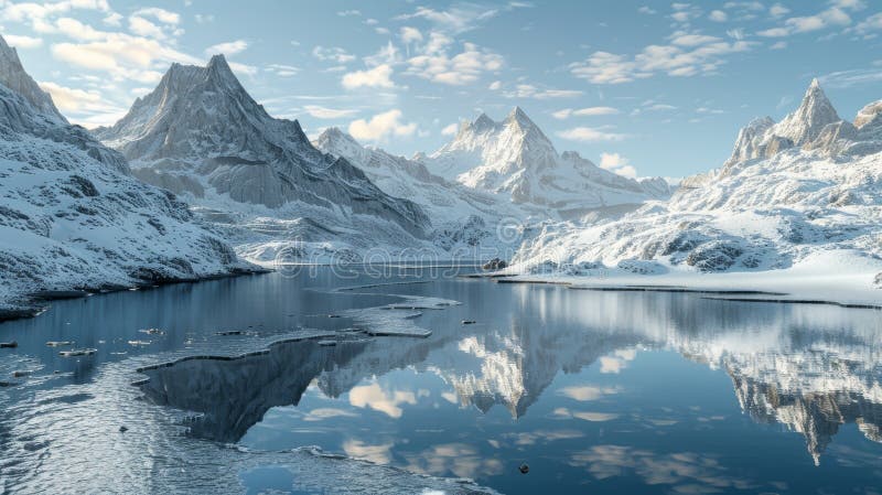 Exploring the Unreal Landscapes: 3D Render of Remote Mountain Range ...