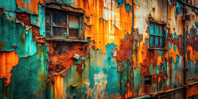 Exploring Urban Decay a Vibrant Abstract of Burnt Orange and Teal ...