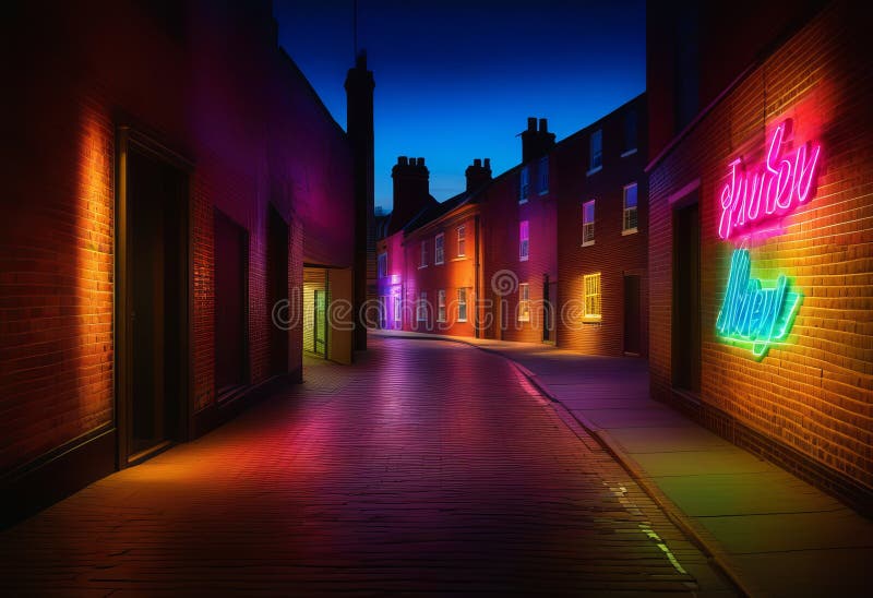 Exploring Urban Energy through the Prism of Neon Light Stock ...