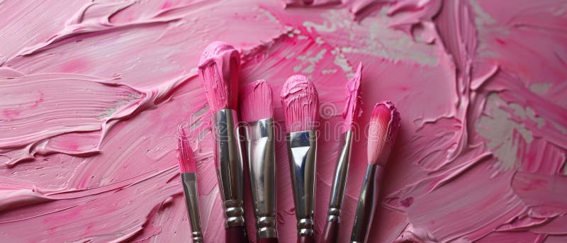 Exploring the Use of Pink Paint and Brushes in Creating Wall Art ...