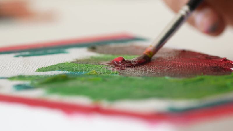 Painting Techniques Using Vibrant Colors on Canvas in a Creative Space ...