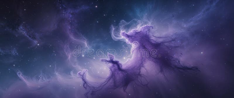 Red and Blue Nebula in Space with Sparkling Stars, Cosmic Clouds, and ...