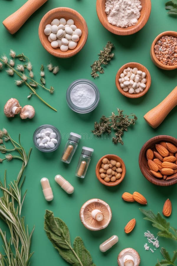 Exploring the Vibrant Arrangement of Herbs, Nuts, and Natural Extracts ...