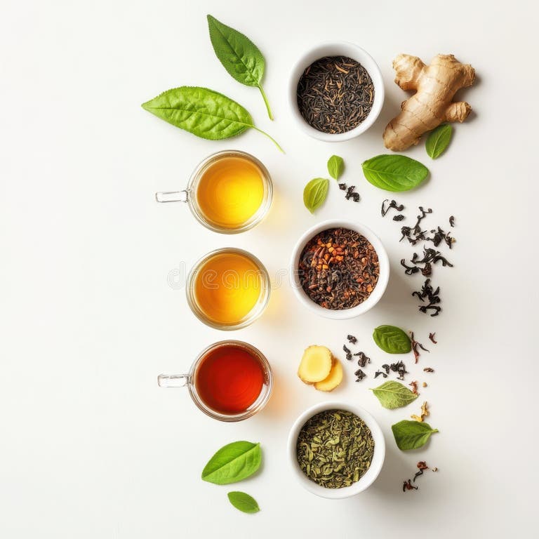 Exploring a Vibrant Array of Teas in a Creative Mockup with Green Tea ...