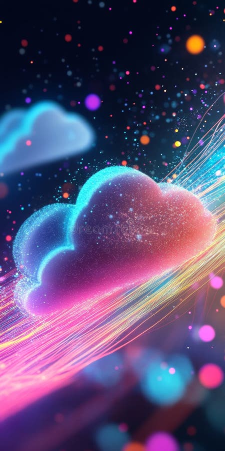 Exploring Vibrant Digital Clouds: Neon Colors and Technological Magic ...
