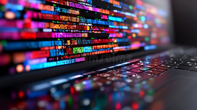 Exploring Vibrant Digital Data Patterns on a Laptop Screen Stock ...