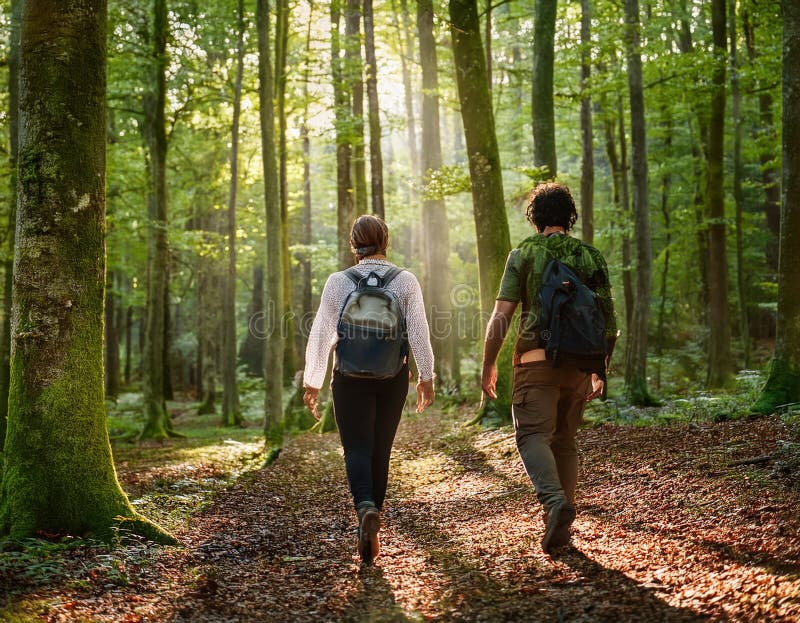 Exploring Vibrant Forest Trails Together Stock Photos - Free & Royalty ...