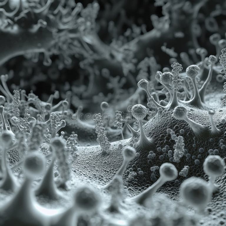 Dense Microbial Layer Showcasing Intricate Cellular Structures in a ...