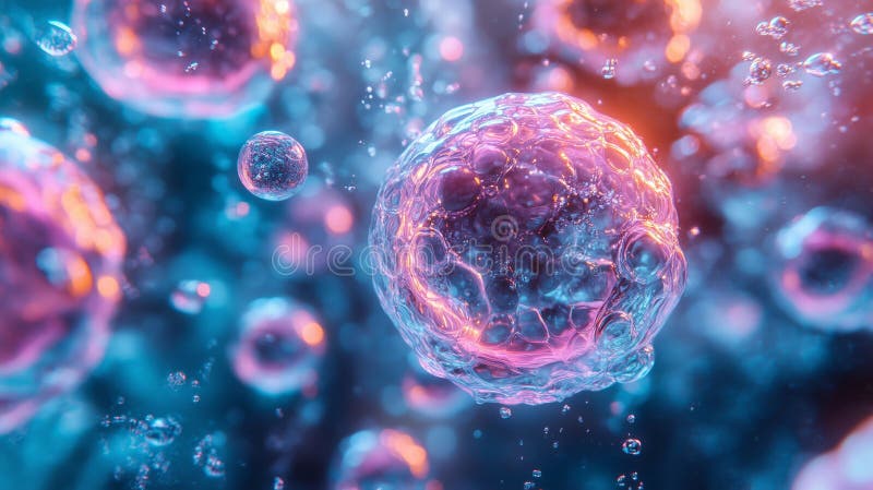 Exploring Vibrant Microbial Cells in a Microscopic World Stock Image ...