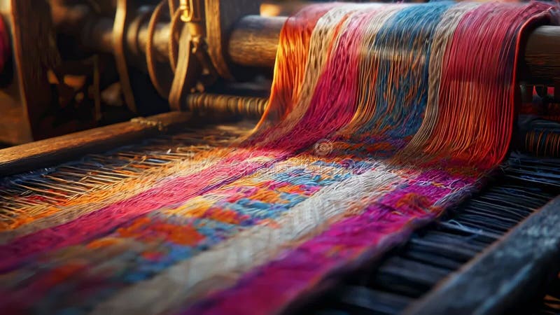 Exploring the Vibrant Patterns Created by a Retro Loom in a Cozy Textile Workshop Stock Footage ...