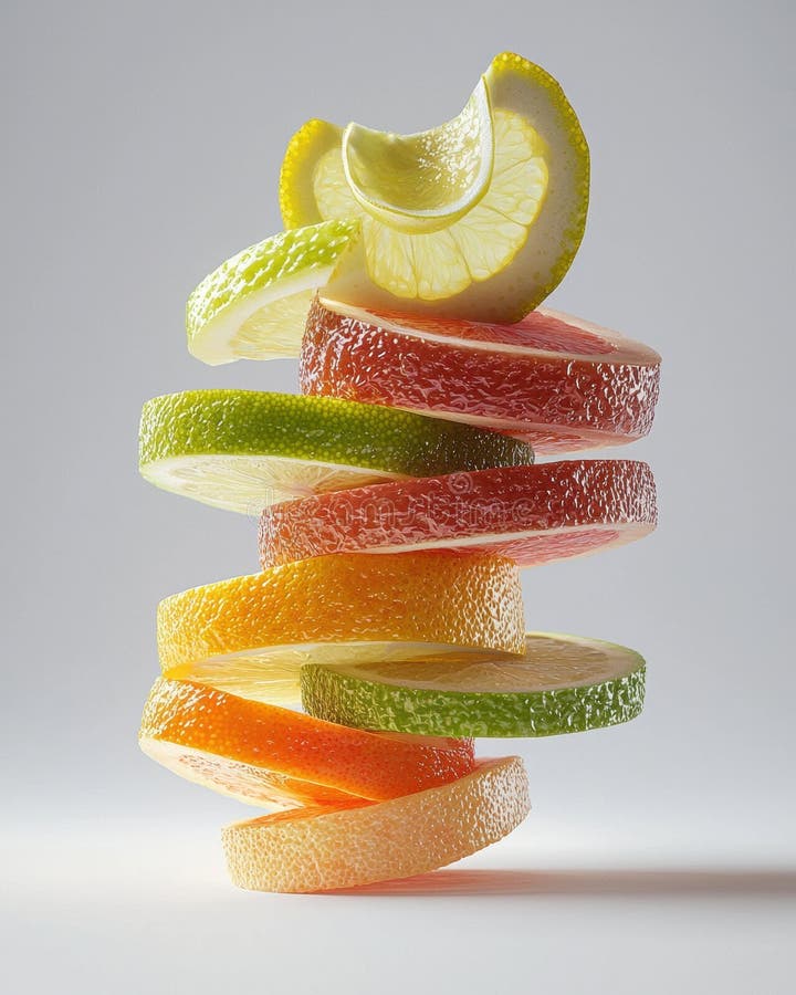 Exploring Vibrant Patterns and Textures within a Stack of Sliced Fruit ...