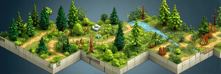Exploring a Vibrant Pixel Art World with Winding Paths, Lush Greenery ...