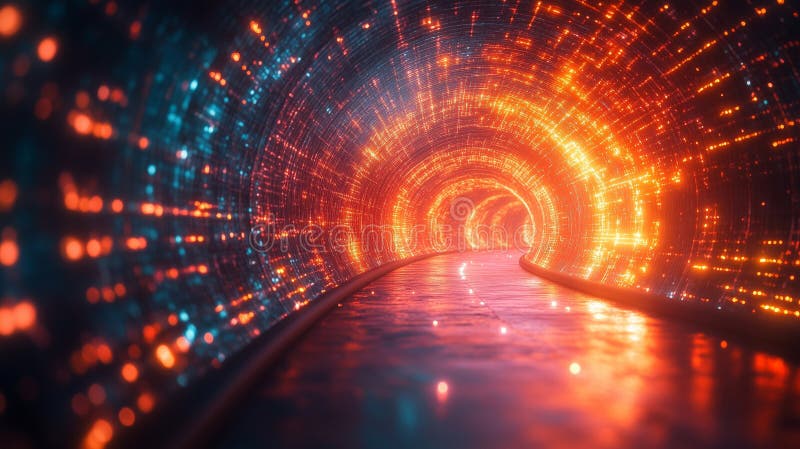 Exploring a Vibrant Tunnel of Light and Dynamic Energy Waves Stock ...