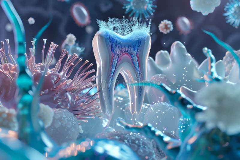Exploring the Vibrant World of Microscopic Bacteria Surrounding a Tooth ...