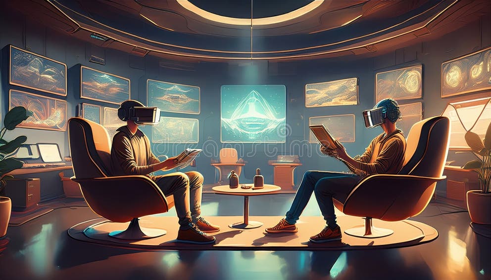 Exploring Virtual Dimensions in a Futuristic Stock Photo - Image of ...