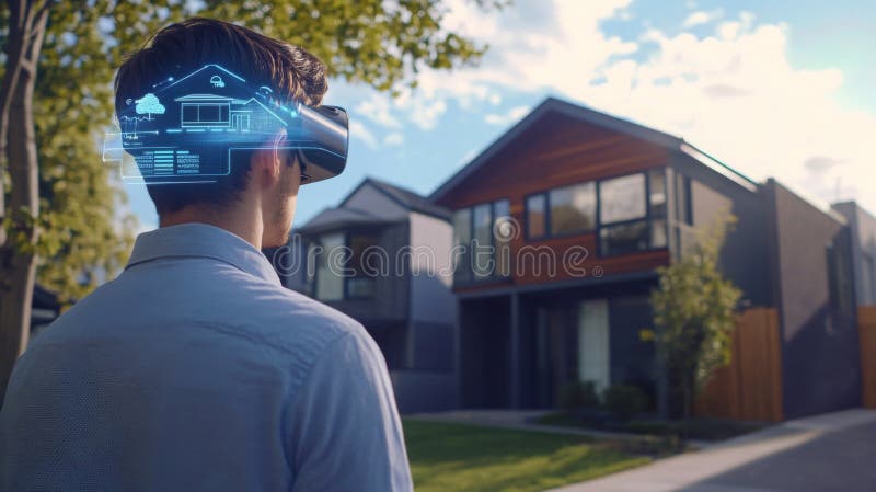 Exploring Virtual Real Estate Opportunities with Augmented Reality Technology Stock Photo ...