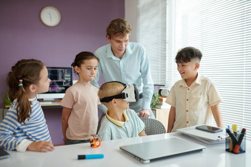 Exploring Virtual Reality in Educational Setting with Students Stock ...