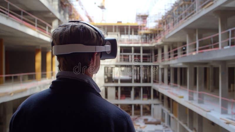 Exploring Virtual Reality in Real Estate Development within a Construction Site Stock Image ...