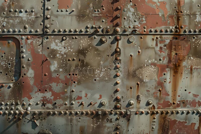 Exploring Weathered Metal Textures, Rivets, Rust, and Paint on a Rusted ...