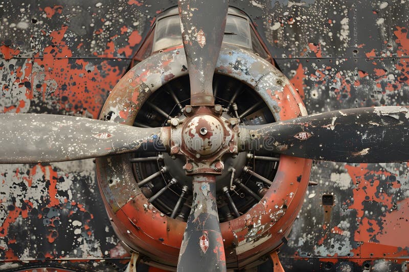 Exploring the Weathered Propeller and Engine of an Aircraft, a Detailed ...