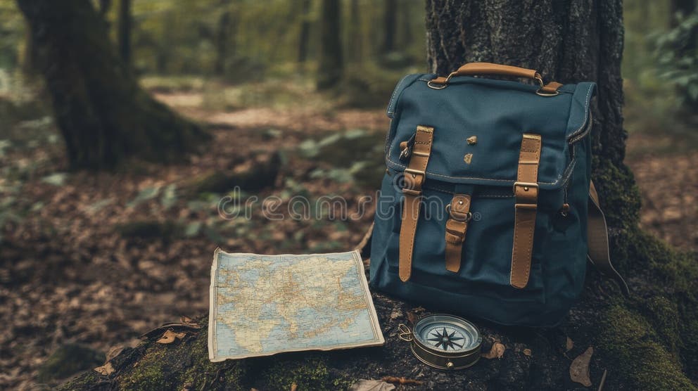 Exploring the Wilderness with a Backpack, a Map, and a Compass in a ...