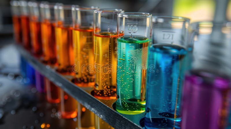 Scientific Experiment with Test Tubes and Chemicals Stock Illustration ...