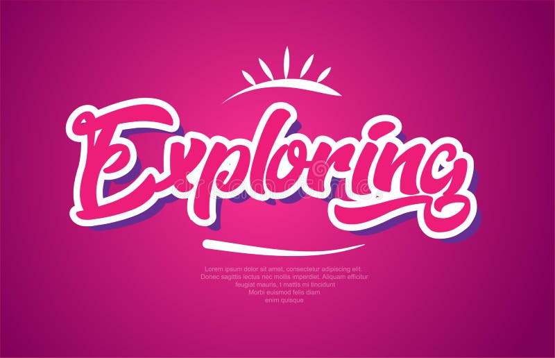 Exploring Word Text Typography Pink Design Icon Stock Vector ...
